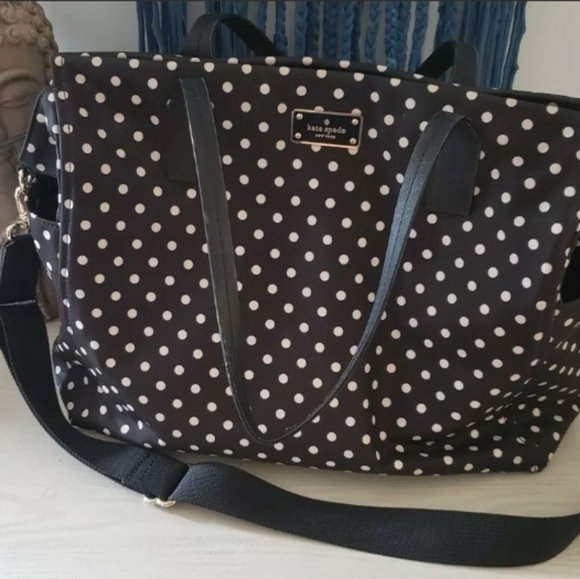 kate spade | Bags | Kate Spade Baby Bag Bag Dot Black White Polka ...